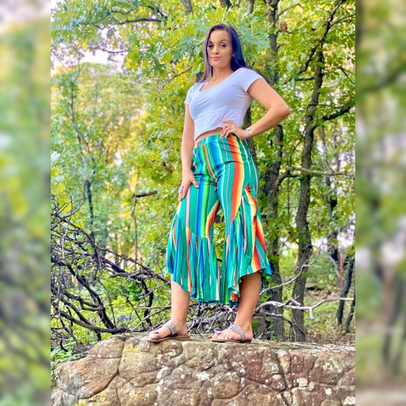L&B | Pants & Jumpsuits | Serape Ruffle Pants | Poshmark